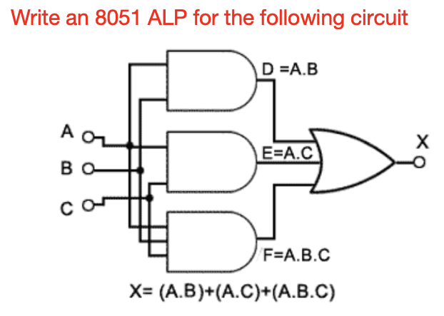 Solved Write an 8051 ALP for the following circuit | Chegg.com Solved Write an 8051 ALP for the following circuit | Chegg.com