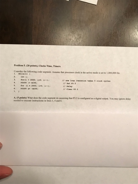 Solved Problem 5. (20 points), Clocks Time, Timers Consider | Chegg.com
