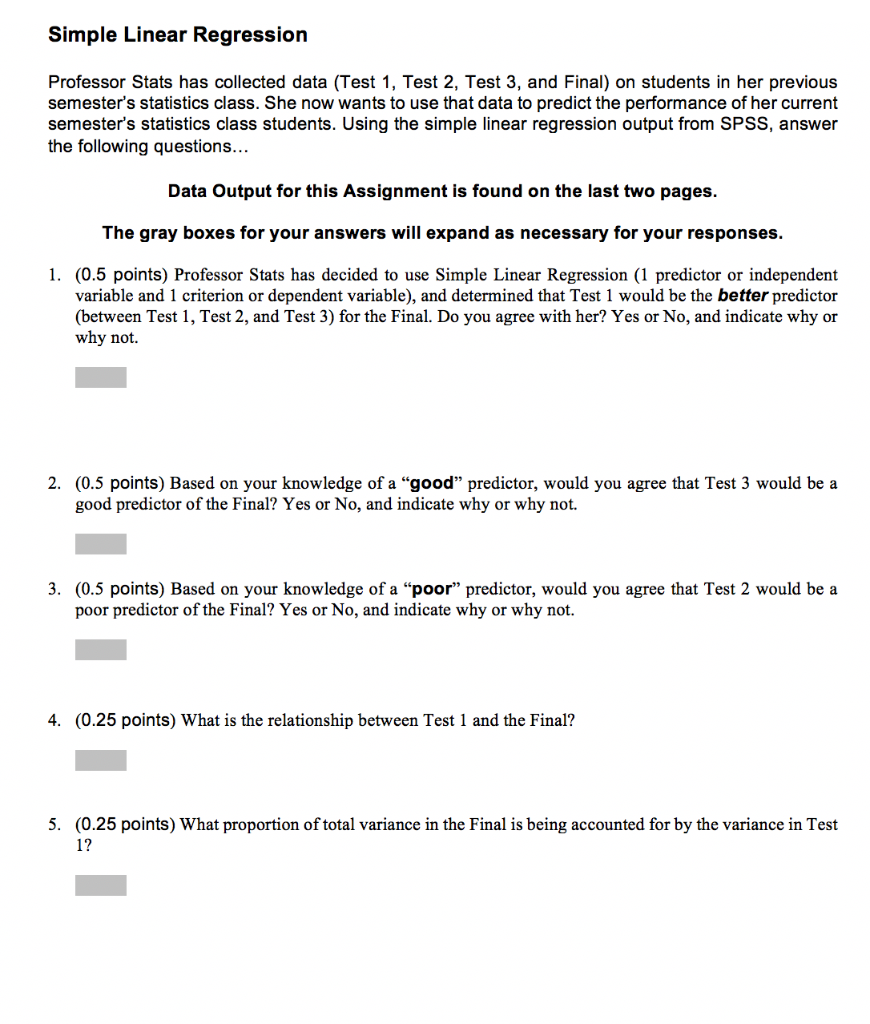 Solved Simple Linear Regression Professor Stats has | Chegg.com