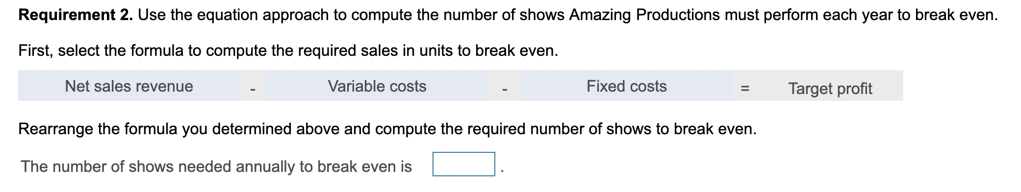 Solved Requirement 2. Use the equation approach to compute | Chegg.com