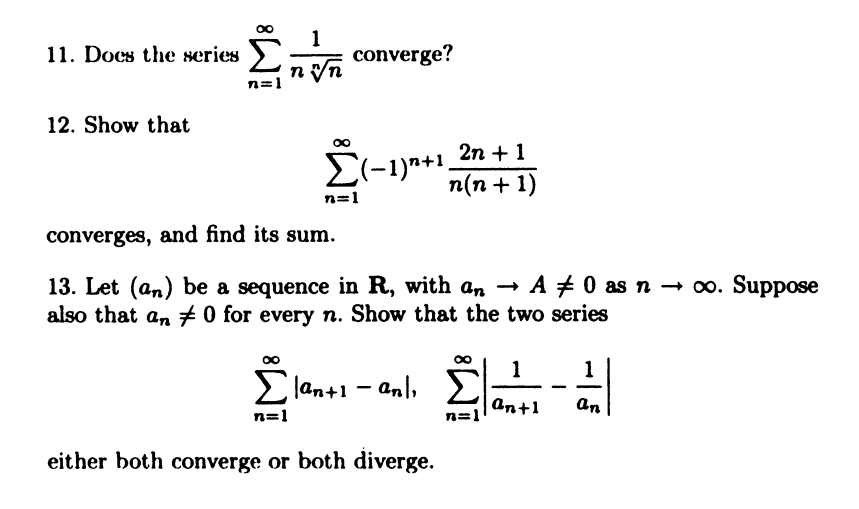Solved 11. Does the series ∑n=1∞nnn1 converge? 12. Show that | Chegg.com
