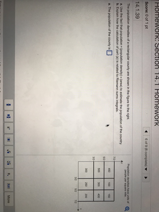 Solved The population densities of a rectangular county are | Chegg.com