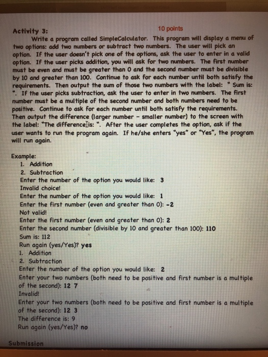 Solved Activity 3: 10 points Write a program called | Chegg.com