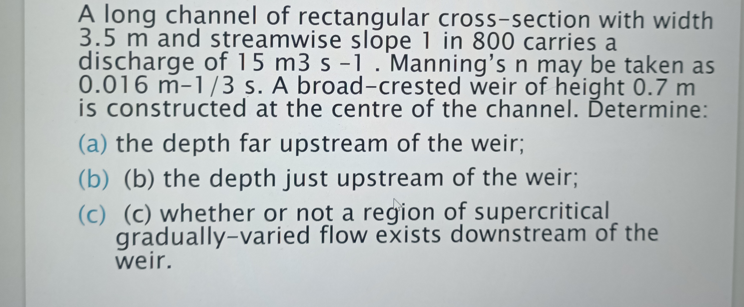Solved A long channel of rectangular cross-section with | Chegg.com