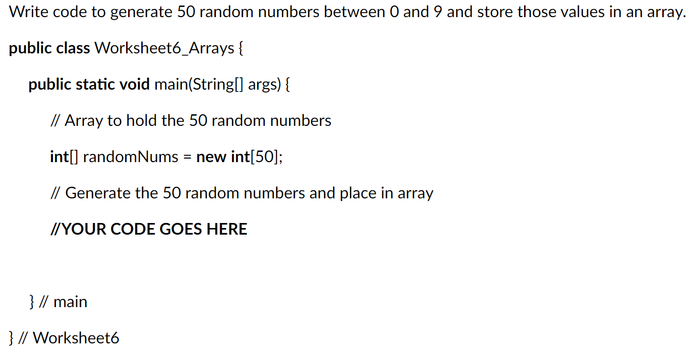 Solved Write code to generate 50 random numbers between 0 | Chegg.com