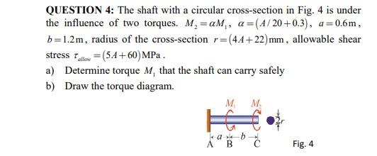 Solved QUESTION 4: The shaft with a circular cross-section | Chegg.com