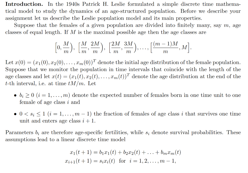 Introduction. In the 1940s Patrick H. Leslie | Chegg.com