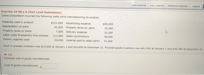 Solved Exercise 19-04 a-c (Part Level Submission) Sunland | Chegg.com