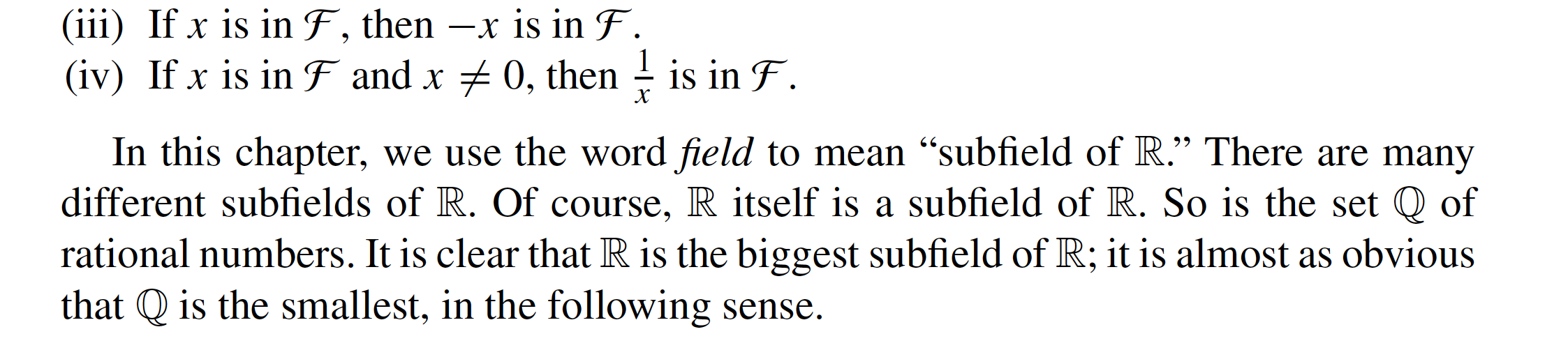 Solved Definition 12.2.8. A subfield of R is a set F of real | Chegg.com