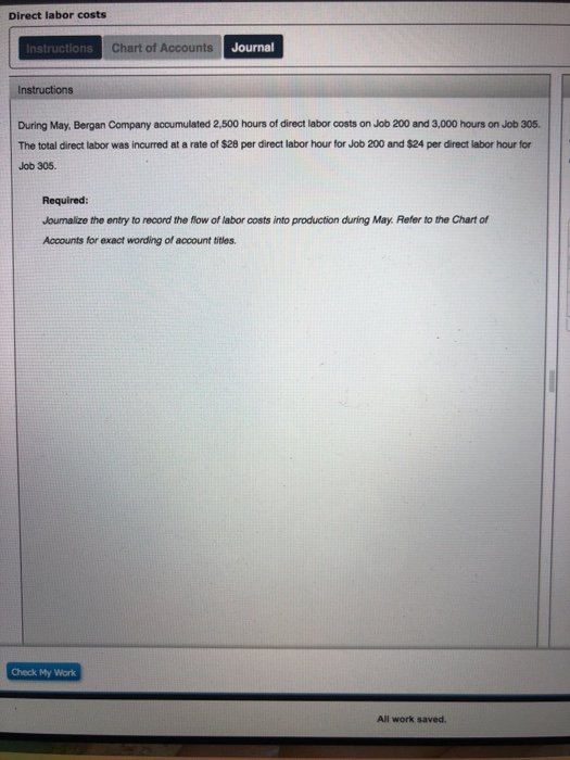 Solved Direct labor costs Chart of Accounts During May, | Chegg.com