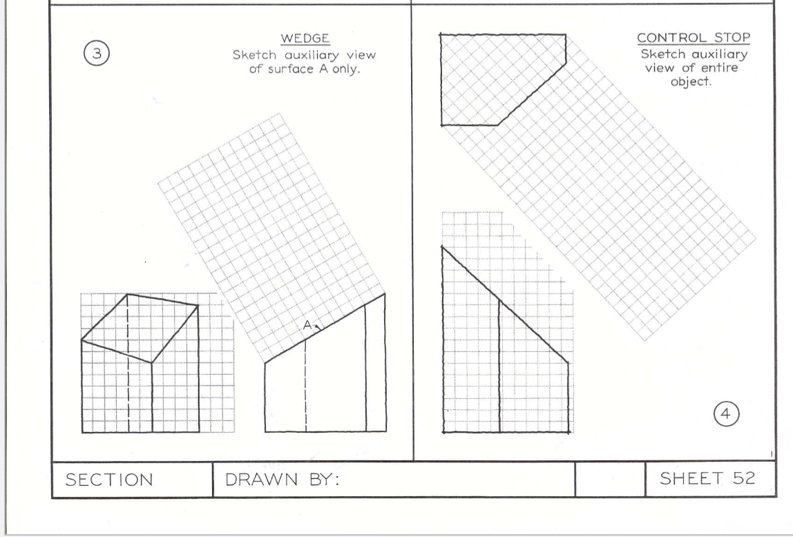 Solved AUXILIARY VIEWS w Ea ANGLE CLIP Sketch auxiliary view | Chegg.com