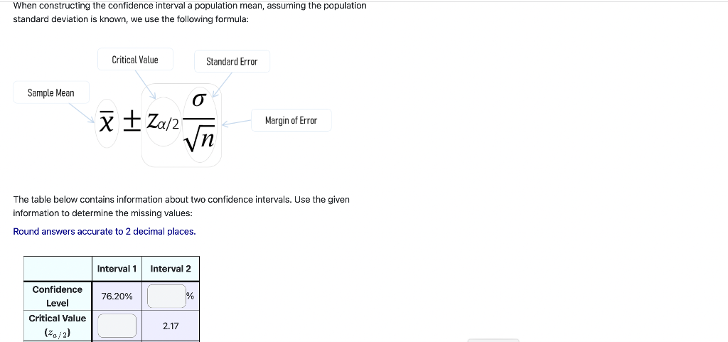 Solved When constructing the confidence interval a | Chegg.com