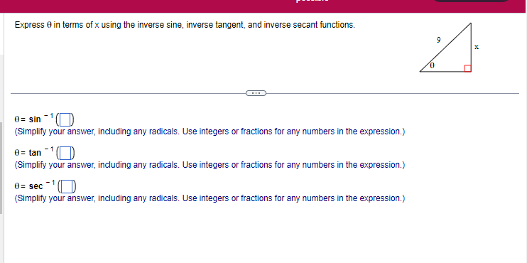 Solved Express θ in terms of x using the inverse sine, | Chegg.com