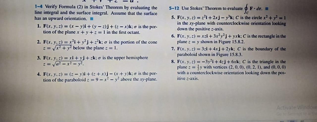 1-4 Verify Formula (2) in Stokes' Theorem by | Chegg.com