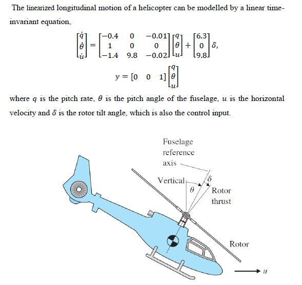 The linearized longitudinal motion of a helicopter | Chegg.com