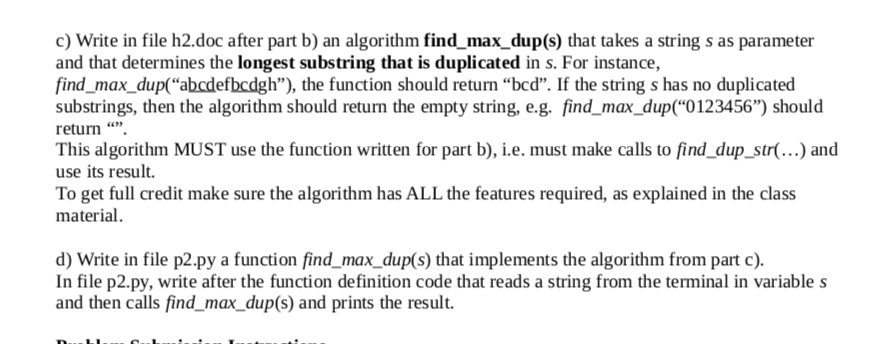 Solved Problem 2 Duplicated Substrings A Substring Is A 8519