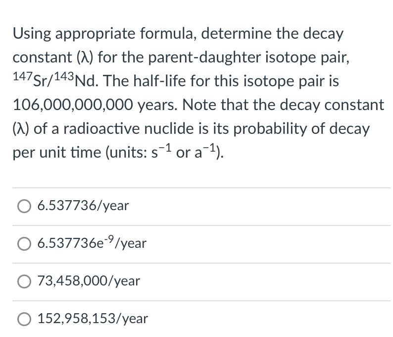Solved Using appropriate formula, determine the decay | Chegg.com
