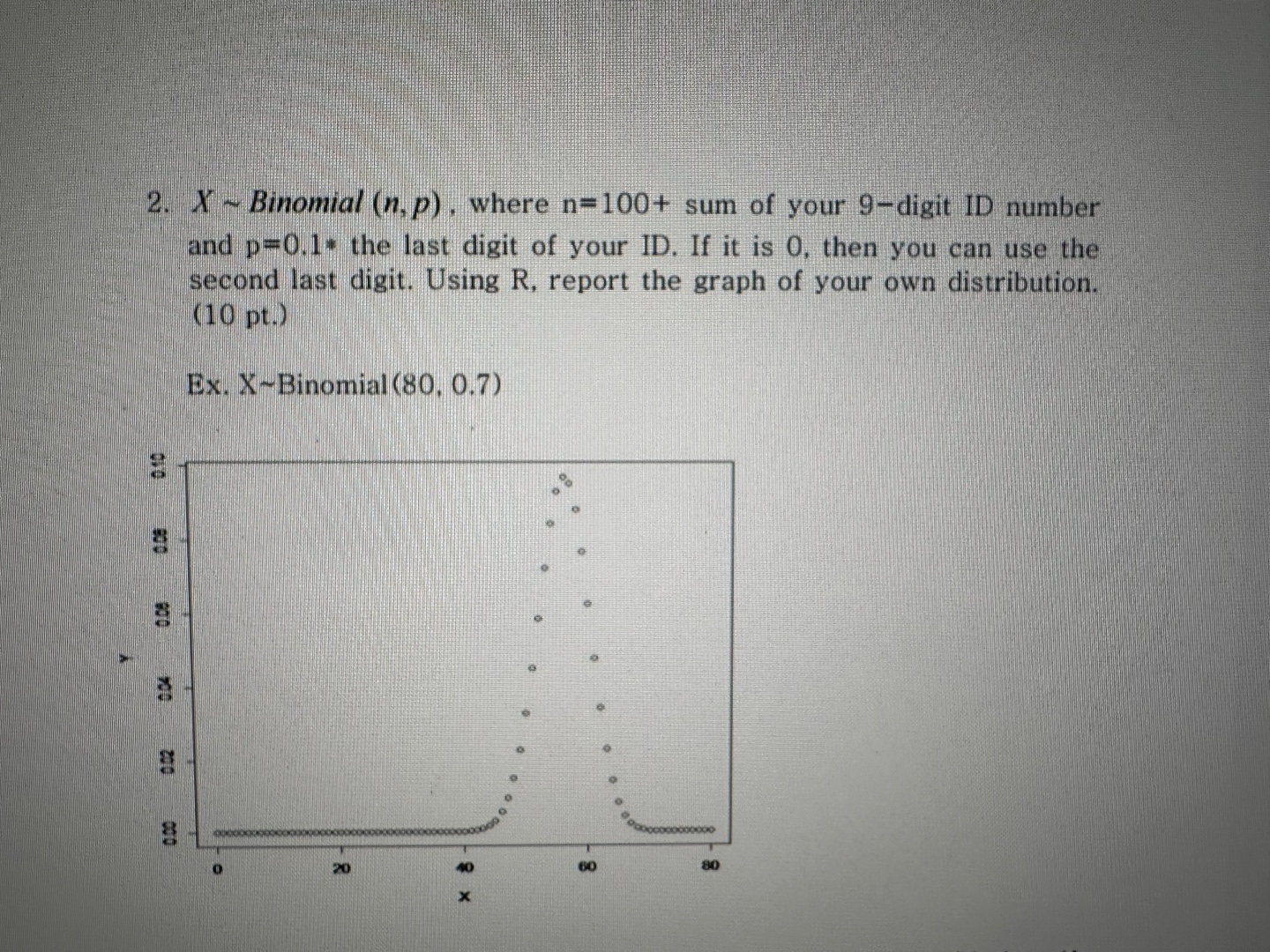Solved x∼Binomial(n,p), ﻿where n=130 ﻿and p=0.1*3=0.3 . | Chegg.com