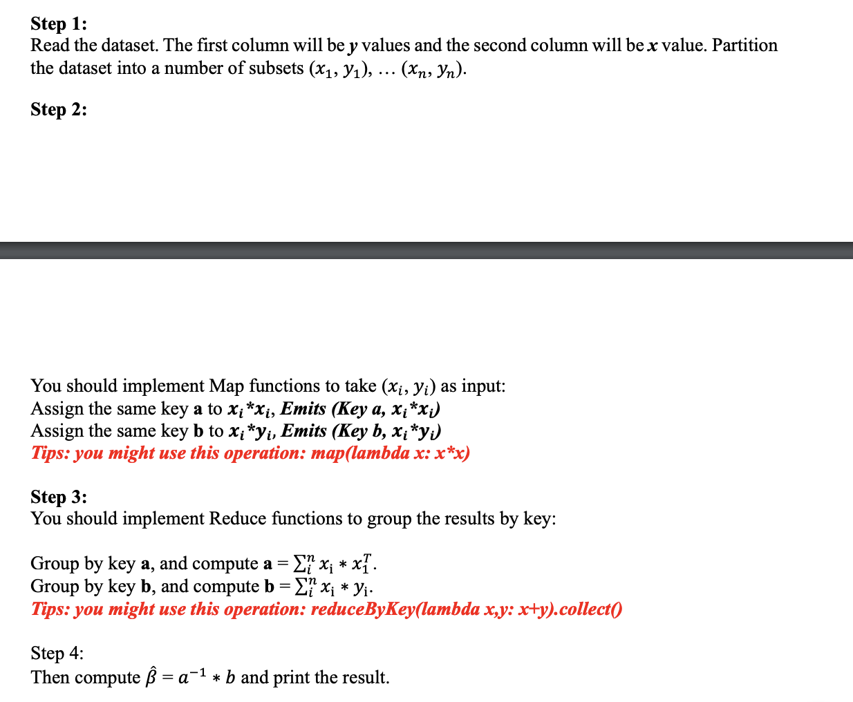 Implement linear regression in MapReduce logic using | Chegg.com