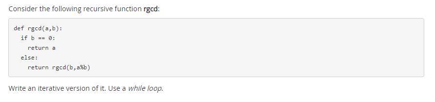 Solved Consider the following recursive function rgcd: def | Chegg.com