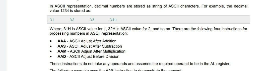 In ASCII representation, decimal numbers are stored | Chegg.com