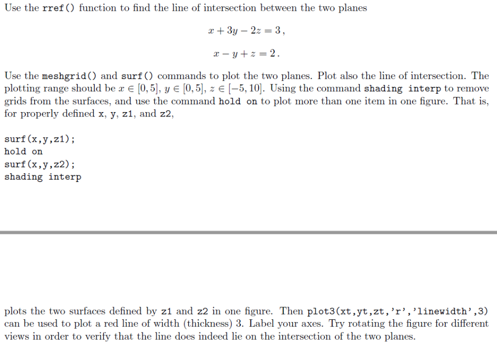 Use the rref ) function to find the line of | Chegg.com Use the rref ) function to find the line of | Chegg.com