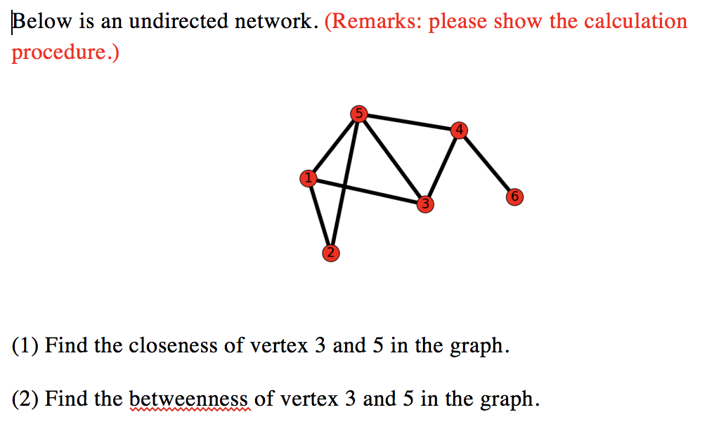 Solved Below is an undirected network. (Remarks: please show | Chegg.com