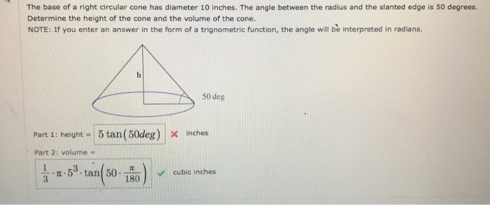 Solved The base of a right circular cone has diameter 10 | Chegg.com