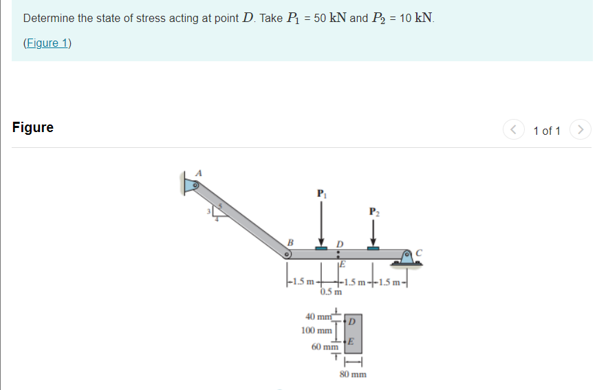 Solved Determine the state of stress acting at point D. Take | Chegg.com