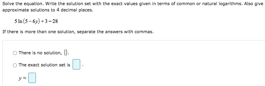 Solved Solve the equation. Write the solution set with the | Chegg.com