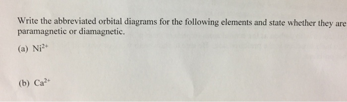 Solved Write the abbreviated orbital diagrams for the | Chegg.com Solved Write the abbreviated orbital diagrams for the | Chegg.com