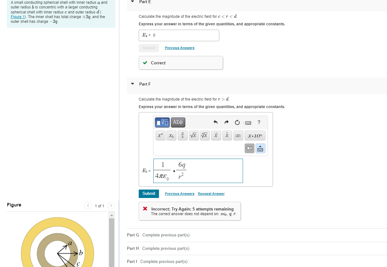 Solved A small conducting spherical shell with inner radius | Chegg.com