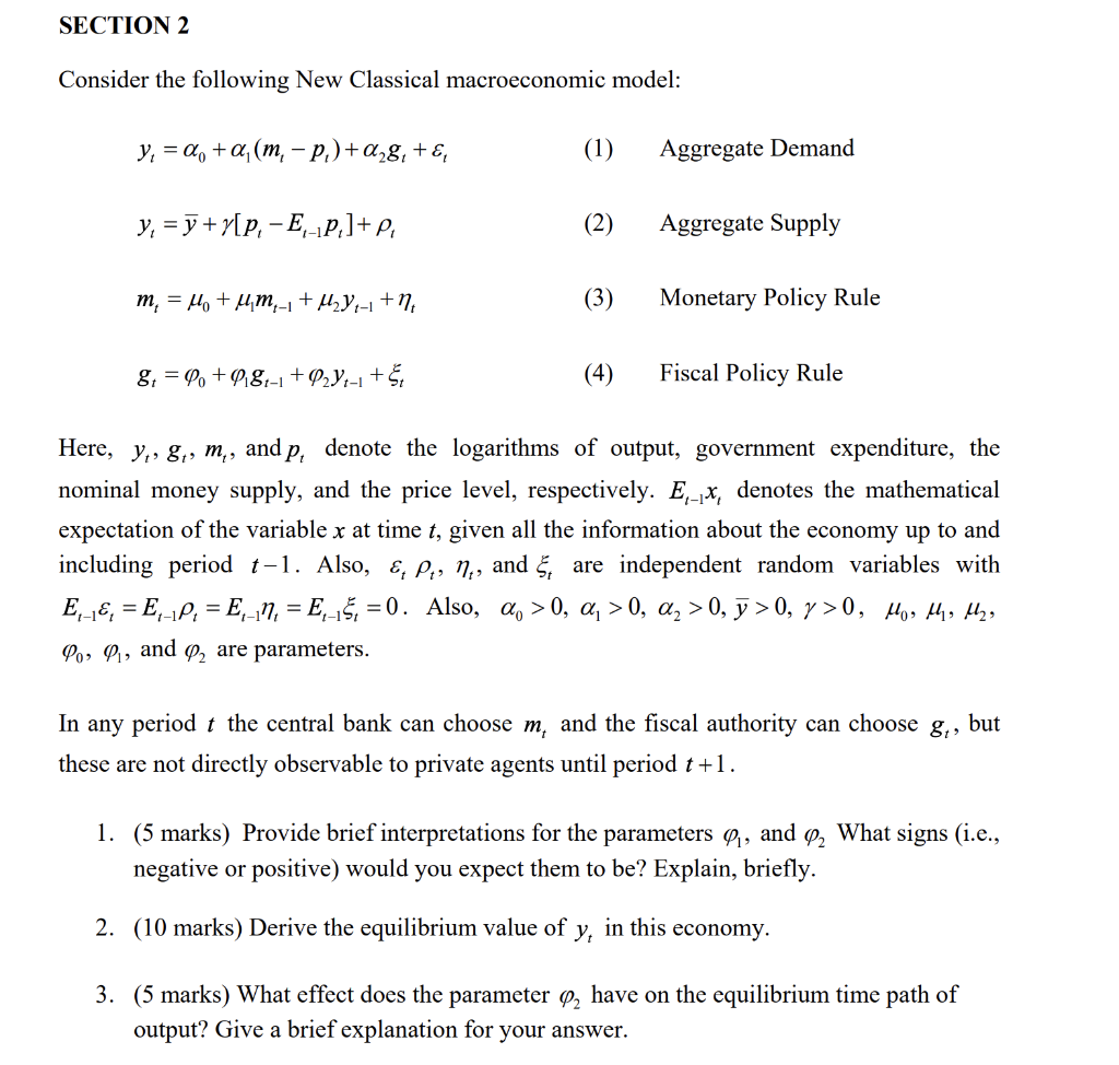 SECTION 2 Consider the following New Classical | Chegg.com