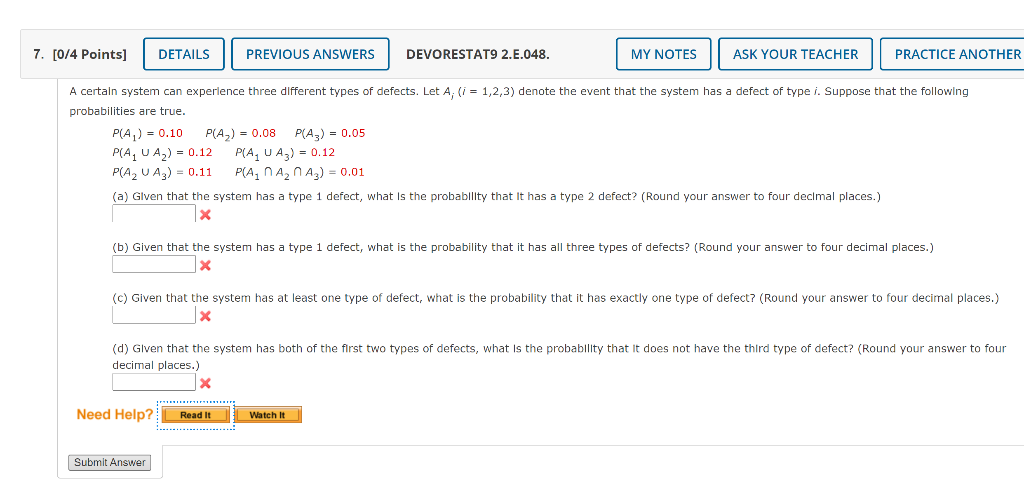 Solved 7. [0/4 Points] DETAILS PREVIOUS ANSWERS DEVORESTAT9 | Chegg.com