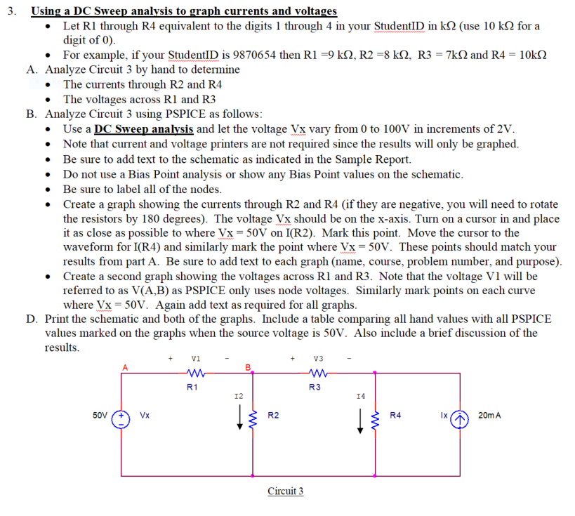 Solved 3. Using a DC Sweep analysis to graph currents and | Chegg.com