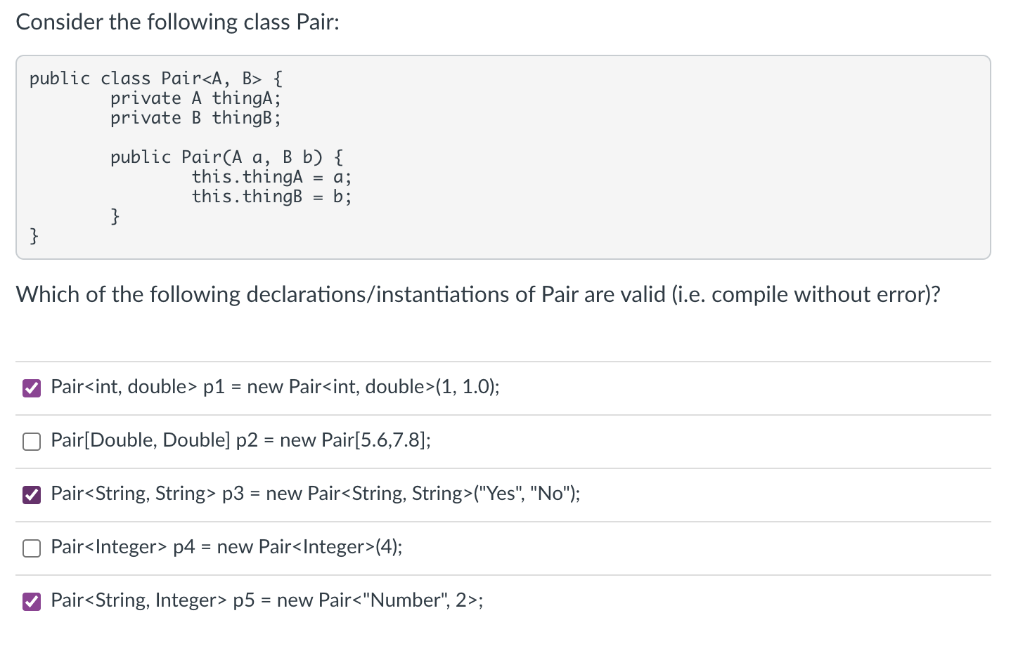 Solved Consider the following class Pair: public class Pair | Chegg.com