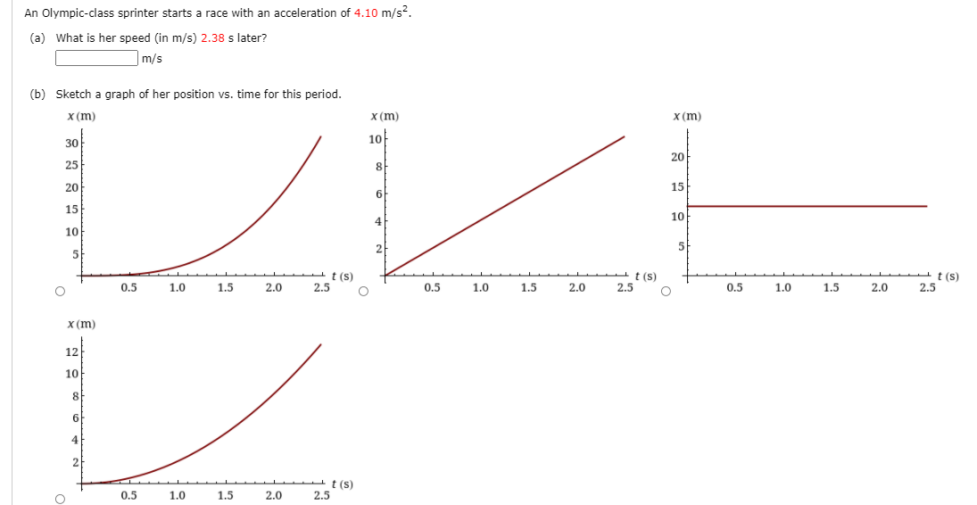 Solved An Olympic-class sprinter starts a race with an | Chegg.com