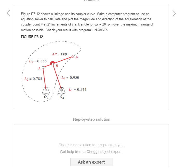 Solved Figure P7-12 shows a linkage and its coupler curve. | Chegg.com