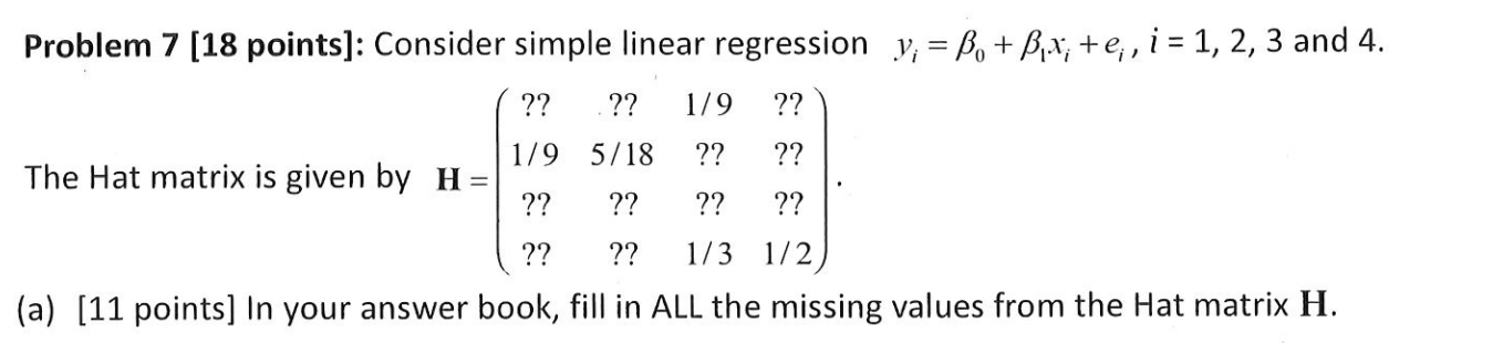 Problem 7 [18 points]: Consider simple linear | Chegg.com