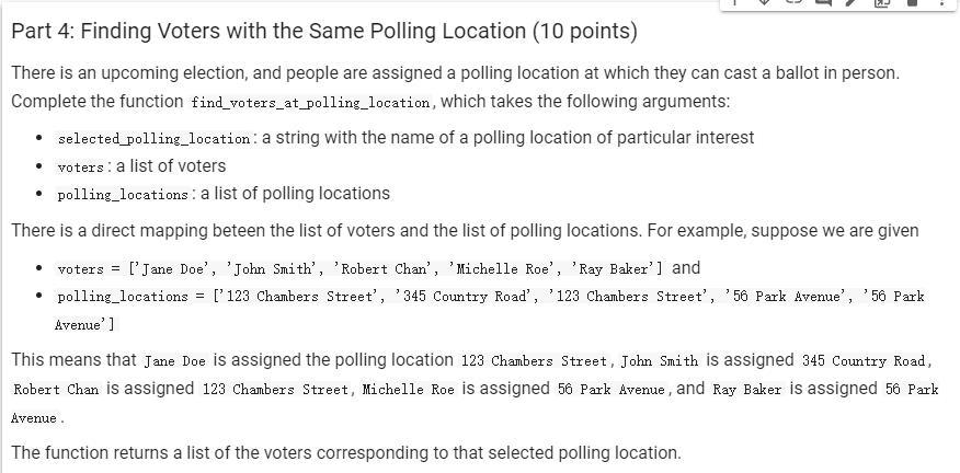 Solved Part 4: Finding Voters with the Same Polling Location | Chegg.com