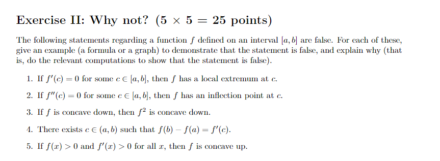 Solved Exercise II: Why not? 5x5=25points | Chegg.com