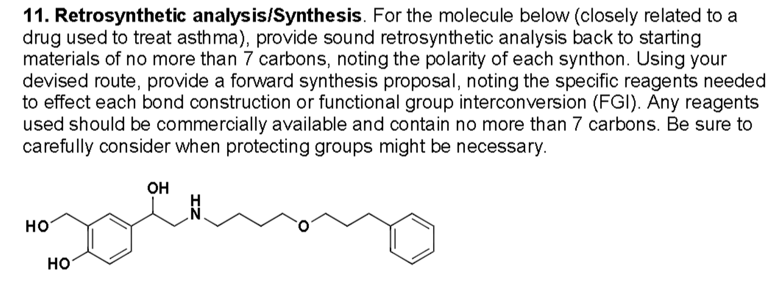 Solved 11. Retrosynthetic analysis/Synthesis. For the | Chegg.com