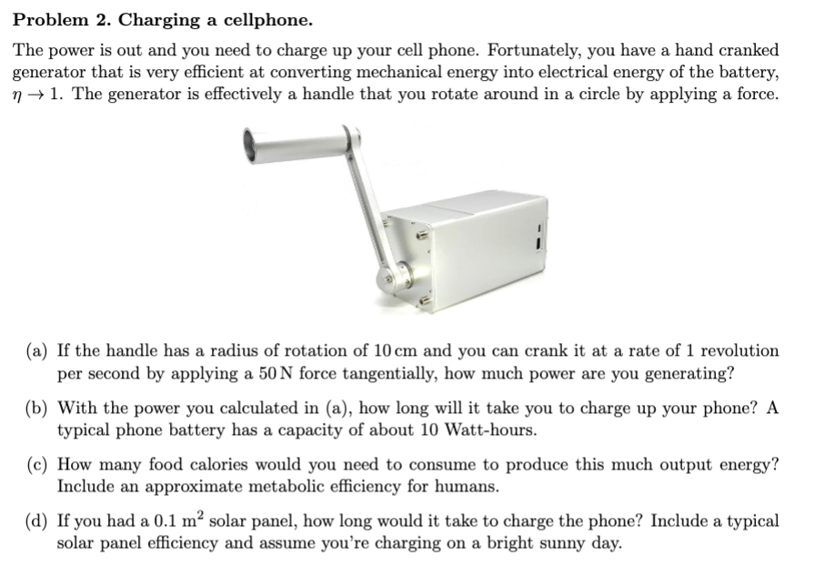 Solved Problem 2. ﻿Charging a cellphone.The power is out and | Chegg.com