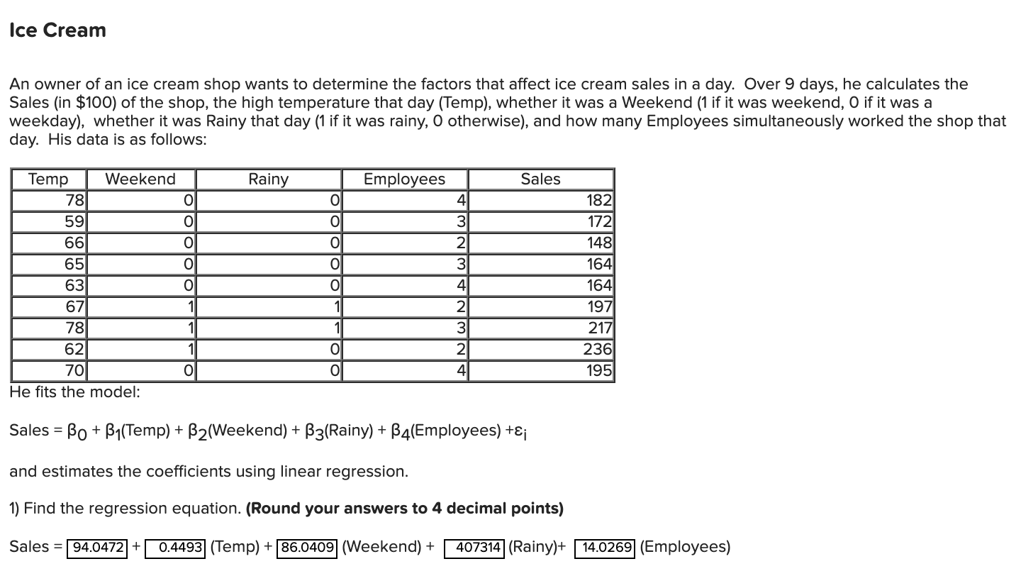Solved Ice Cream An owner of an ice cream shop wants to | Chegg.com
