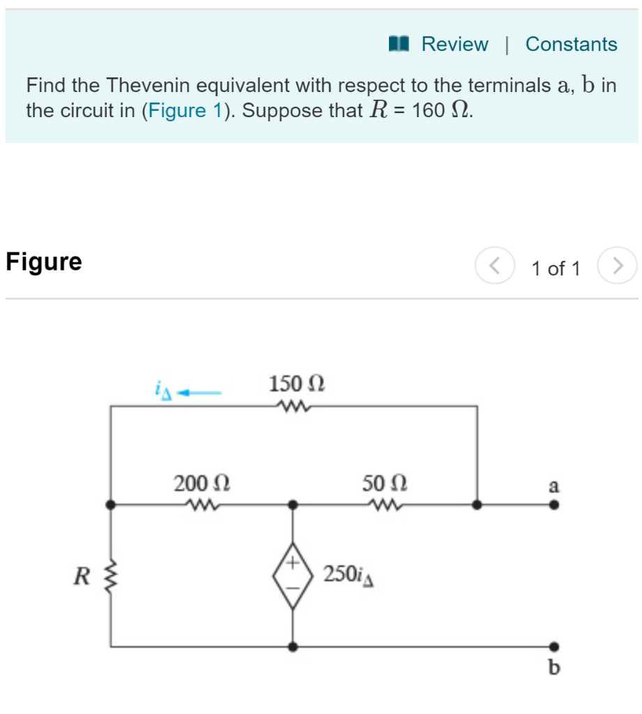 Solved Review Constants Find the Thevenin equivalent with | Chegg.com