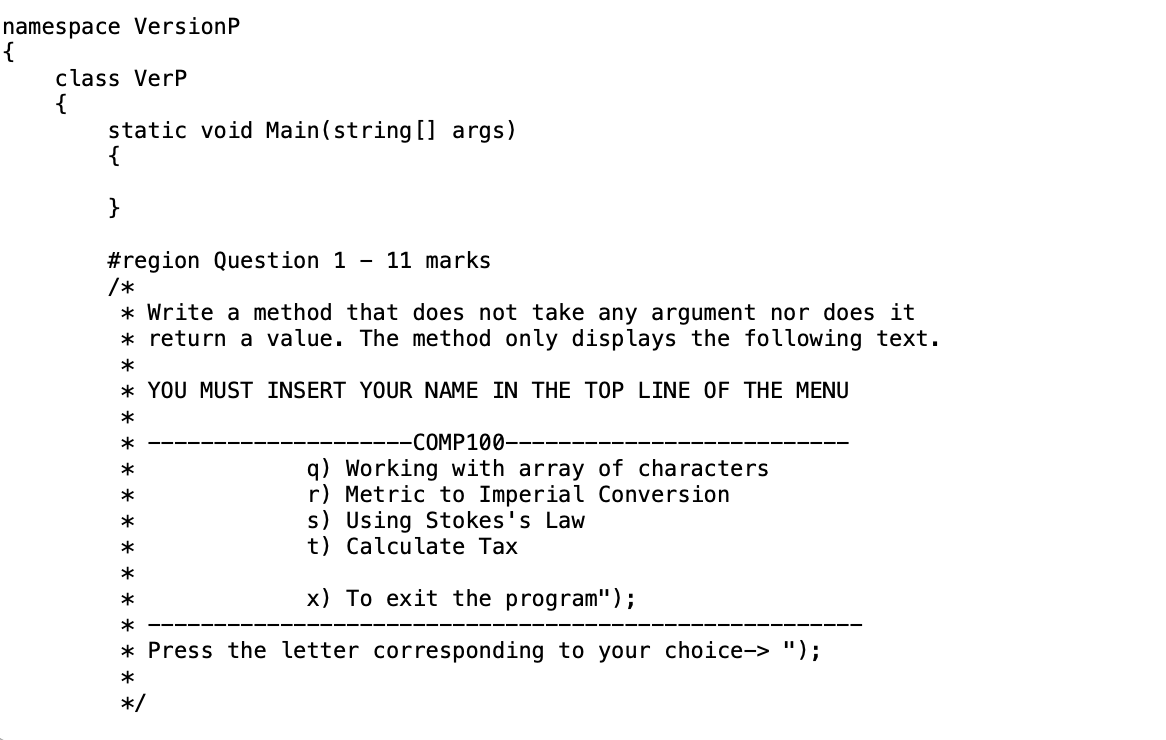 Solved Pls help on Q1. Its C# language. | Chegg.com
