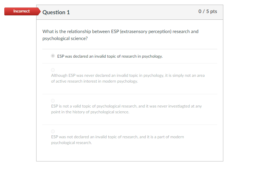Solved What is the relationship between ESP (extrasensory | Chegg.com
