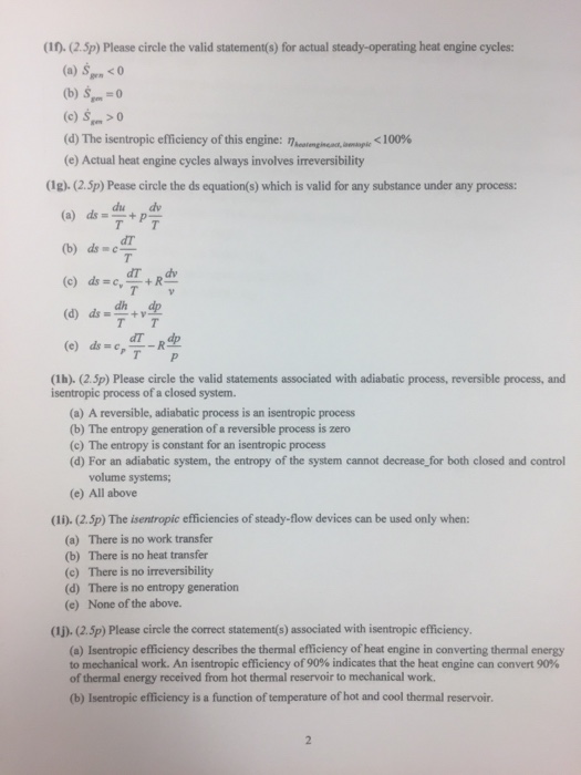 Solved (2.5p) Please circle the valid statement(s) for | Chegg.com