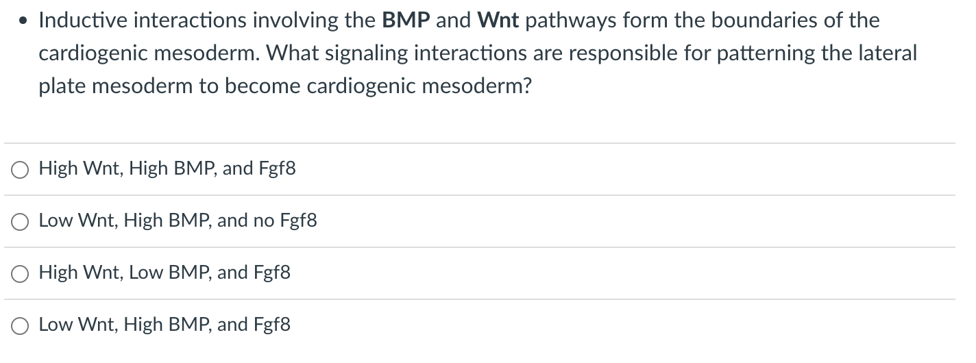 Solved • Inductive interactions involving the BMP and Wnt | Chegg.com