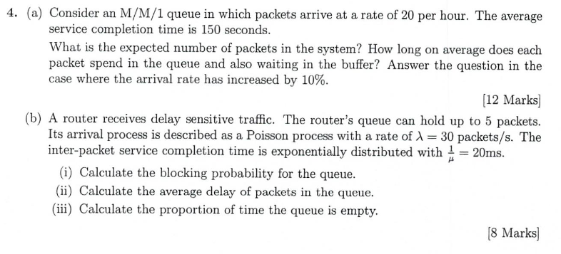 Solved (a) Consider an M/M/1 queue in which packets arrive | Chegg.com